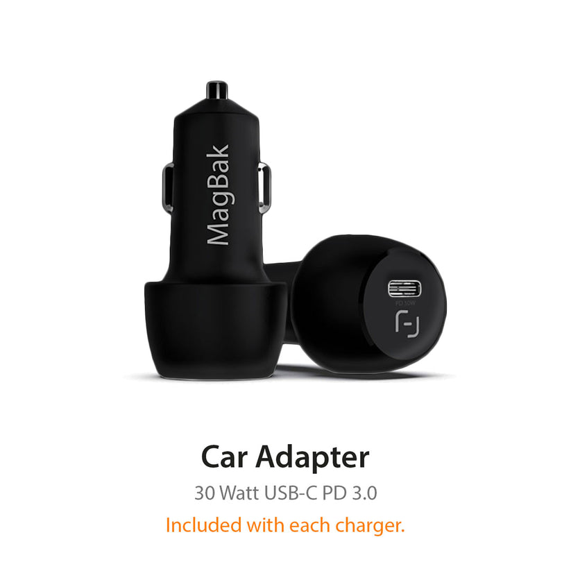 MagBak Magnetic Car Mount & Charger | Wireless MagSafe Charging | USB